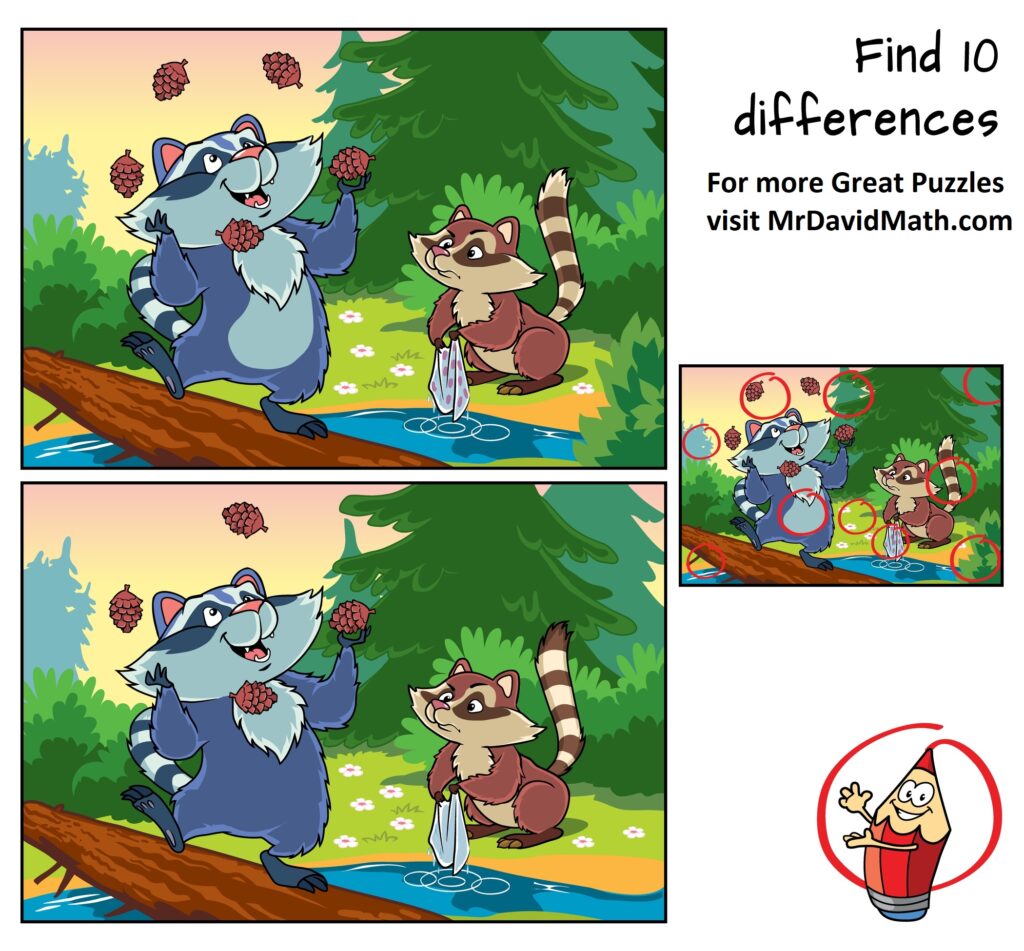 Funny,Raccoons.,Find,10,Differences.,Educational,Game,For,Children ...