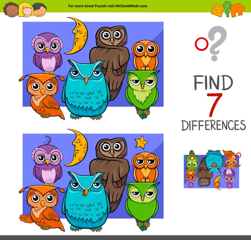 Cartoon,Illustration,Of,Find,The,Differences,Educational,Activity,Game ...