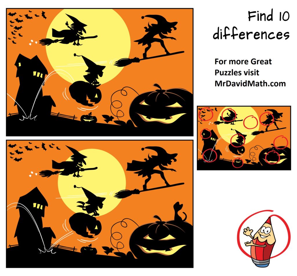 Three,Witches,On,Halloween,Night.,Find,10,Differences.,Educational ...