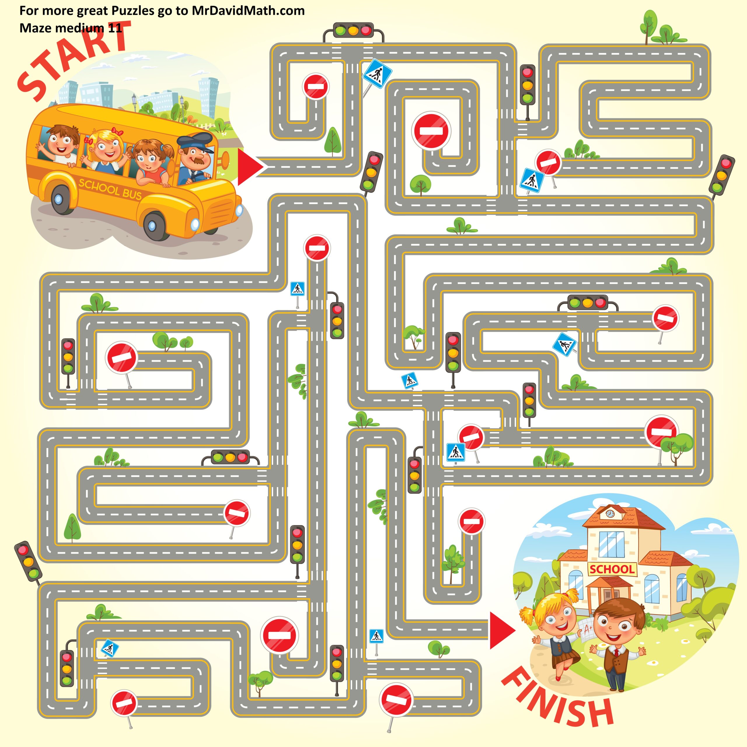 Help,The,School,Bus,To,Arrive,To,School.,Maze,Game – Mr David Math